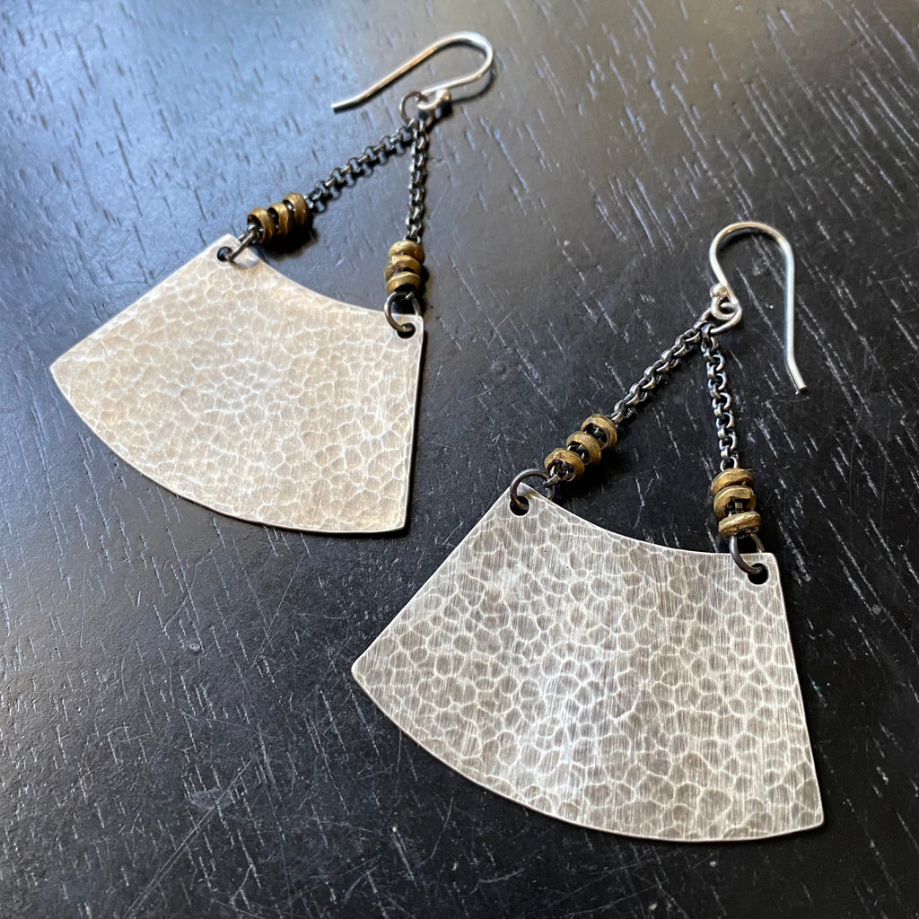 Sola-Mezza Silver Blade with Heishi Beads Earrings – jenkahnjewelry